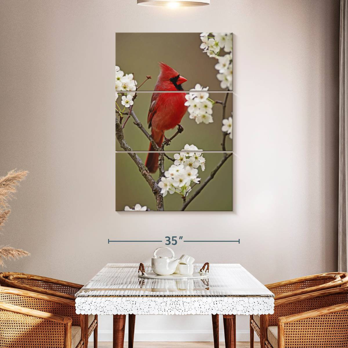 Lark Manor™ Northern Cardinal And Pear Flowers | Wayfair