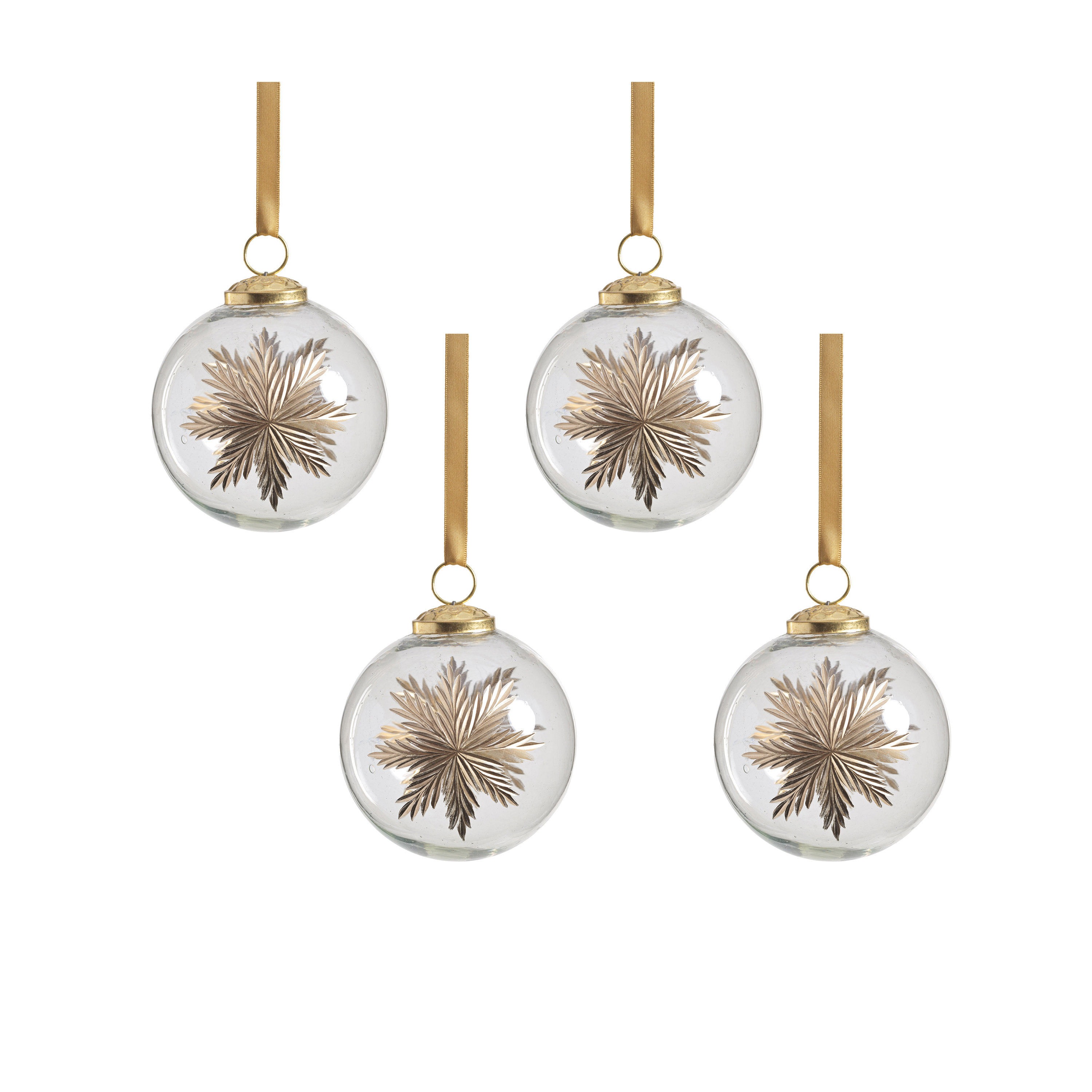 Everly Quinn Ezio Golden Glimmer Glass Ball Ornaments, Set of 4 ...