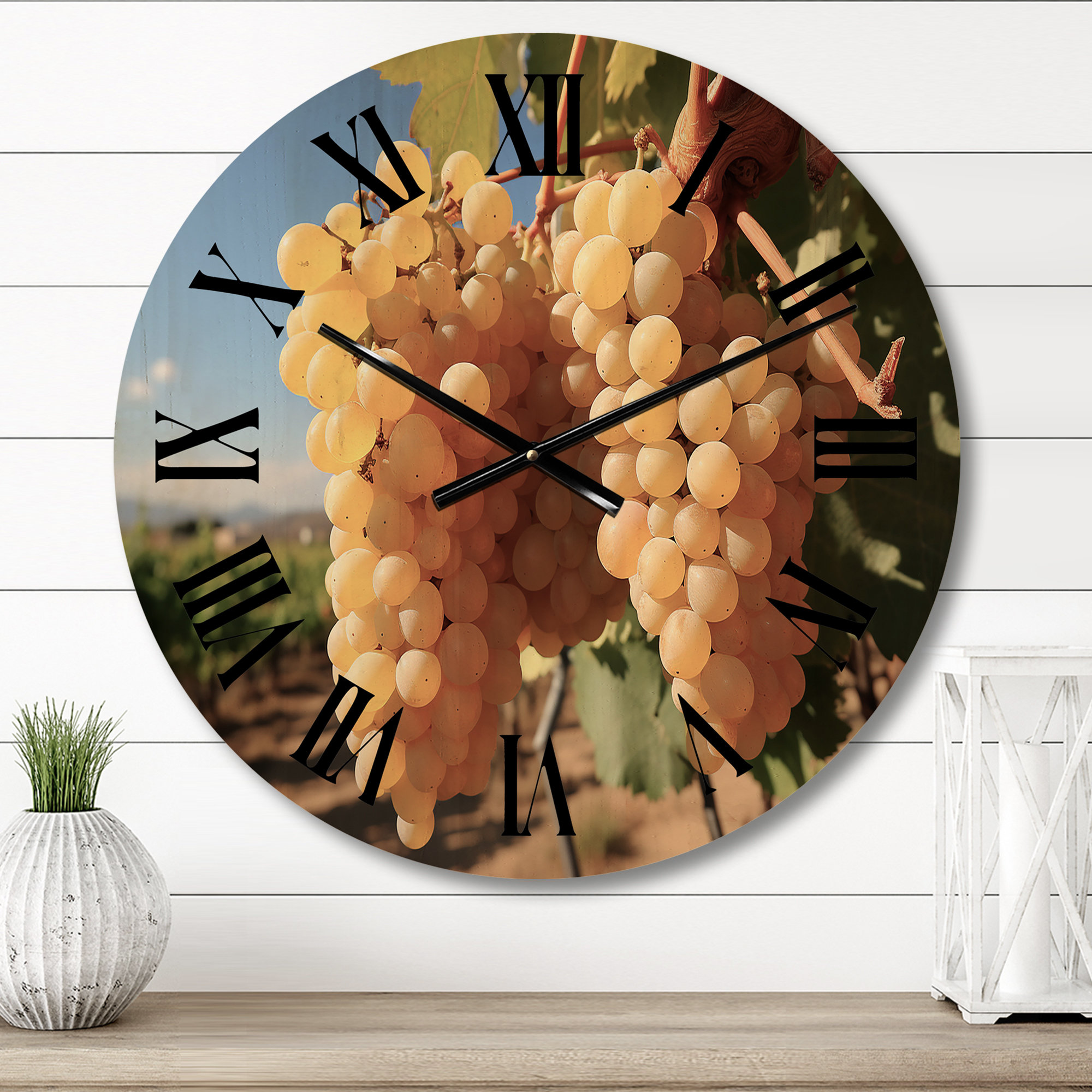 East Urban Home Golden Grapes Vineyard I - Farmhouse Oversized Wood ...