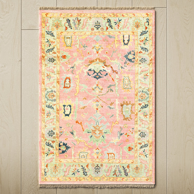Morrisson Hand-Knotted Pink/Green/Orange Rug & Reviews | Birch Lane