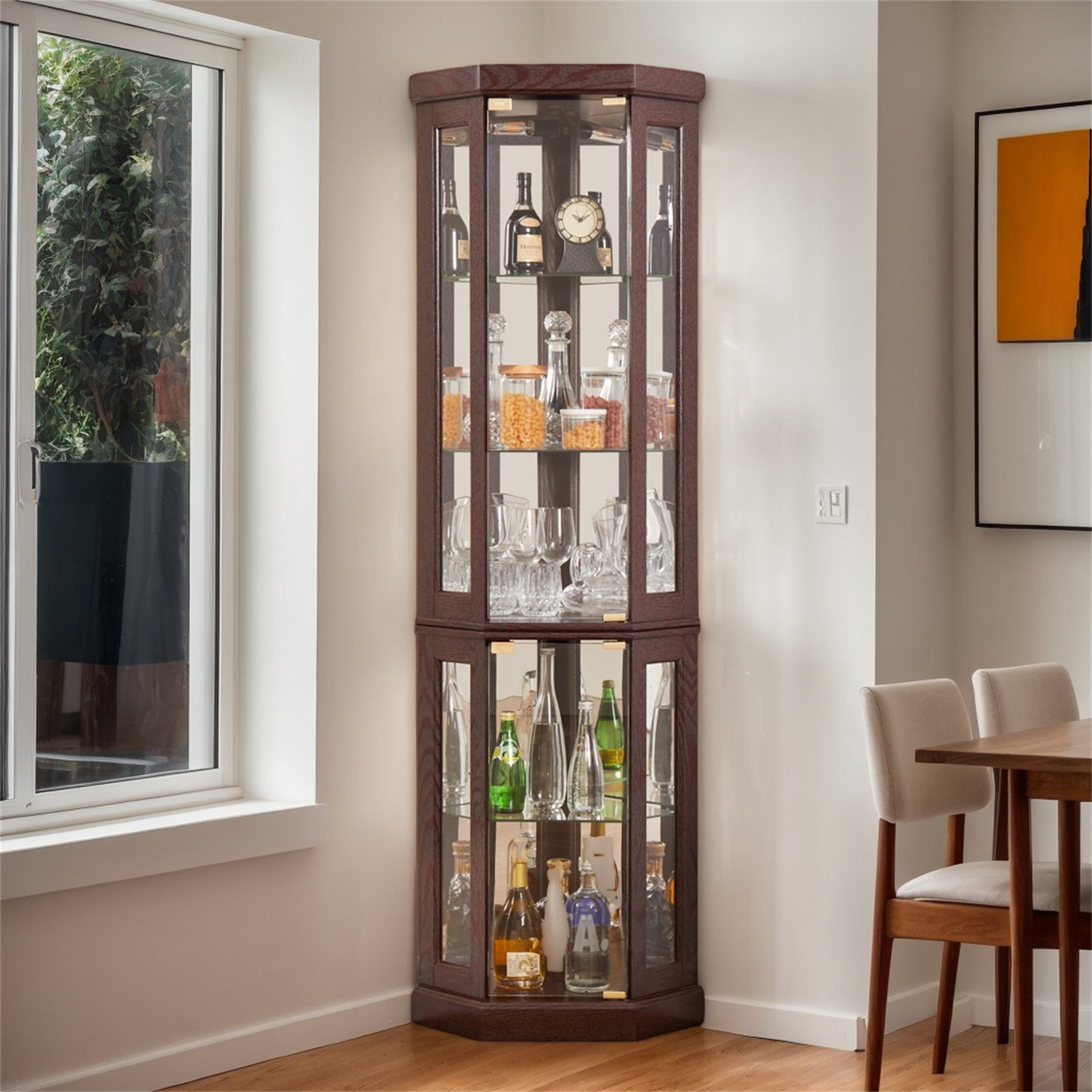 Winston Porter Elegant Lighted Corner Curio Cabinet - Perfect Display ...