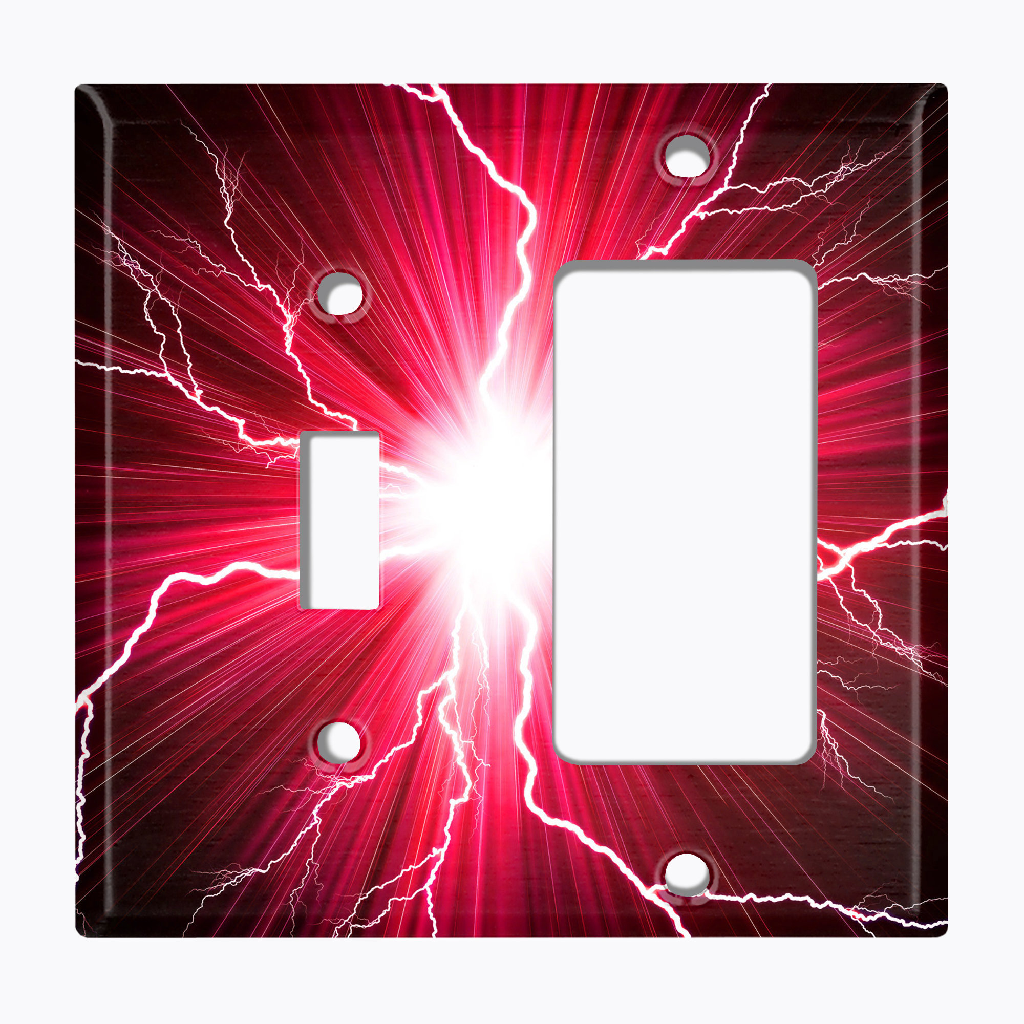 WorldAcc Metal Light Switch Plate Outlet Cover (Lightning Red - Single ...