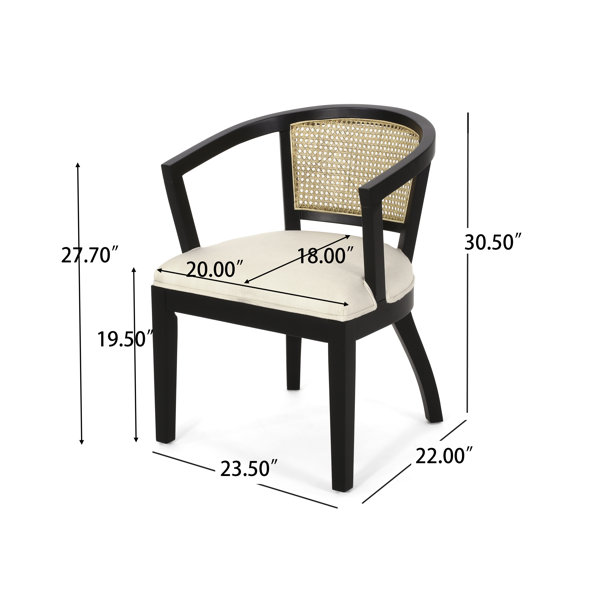Bay Isle Home™ Benson Rubberwood Dining Arm Chairs With Cane Web ...