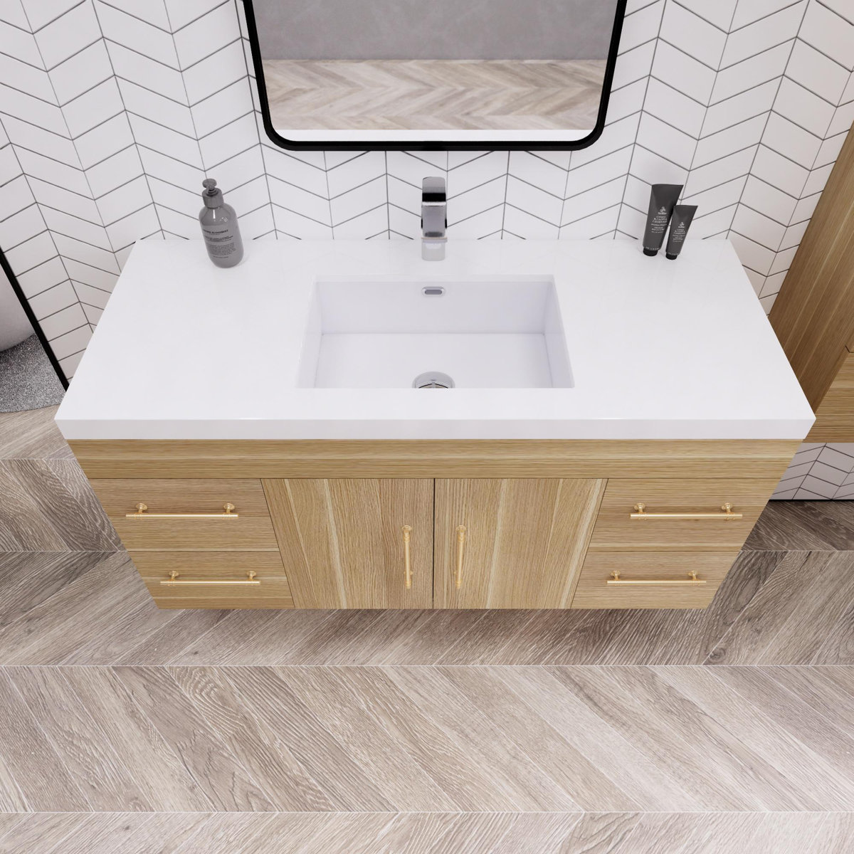 Brayden Studio® Bastos 47" Wall-Mounted Single Bathroom Vanity Set ...