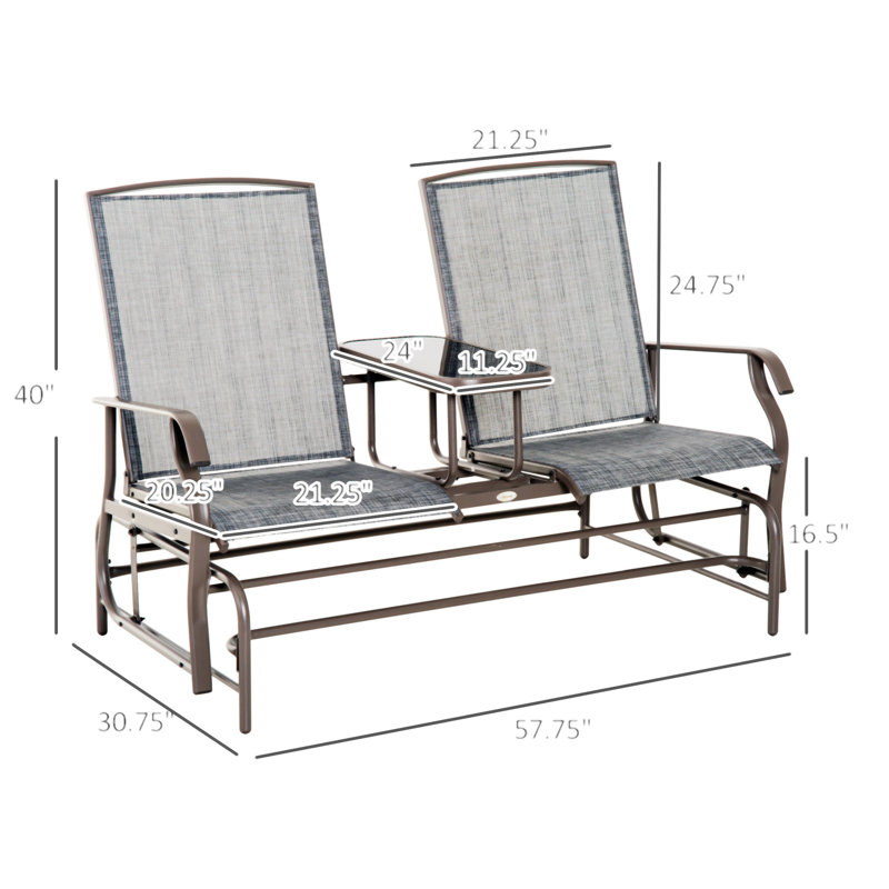 Winston Porter Outdoor Glider Bench With Center Table | Wayfair