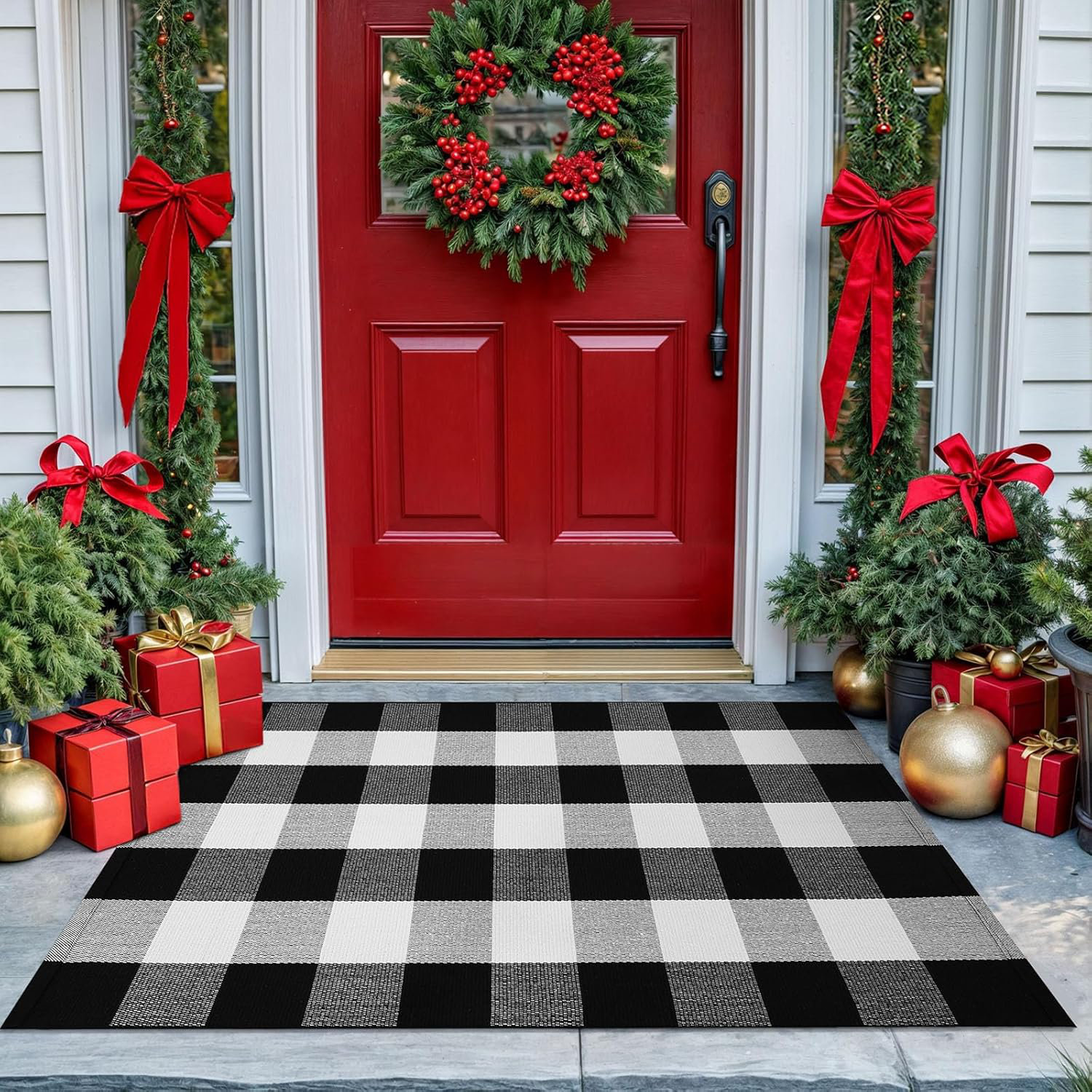 Gracie Oaks Buffalo Plaid Area Rugs 27.5X43 Inches Black And White ...