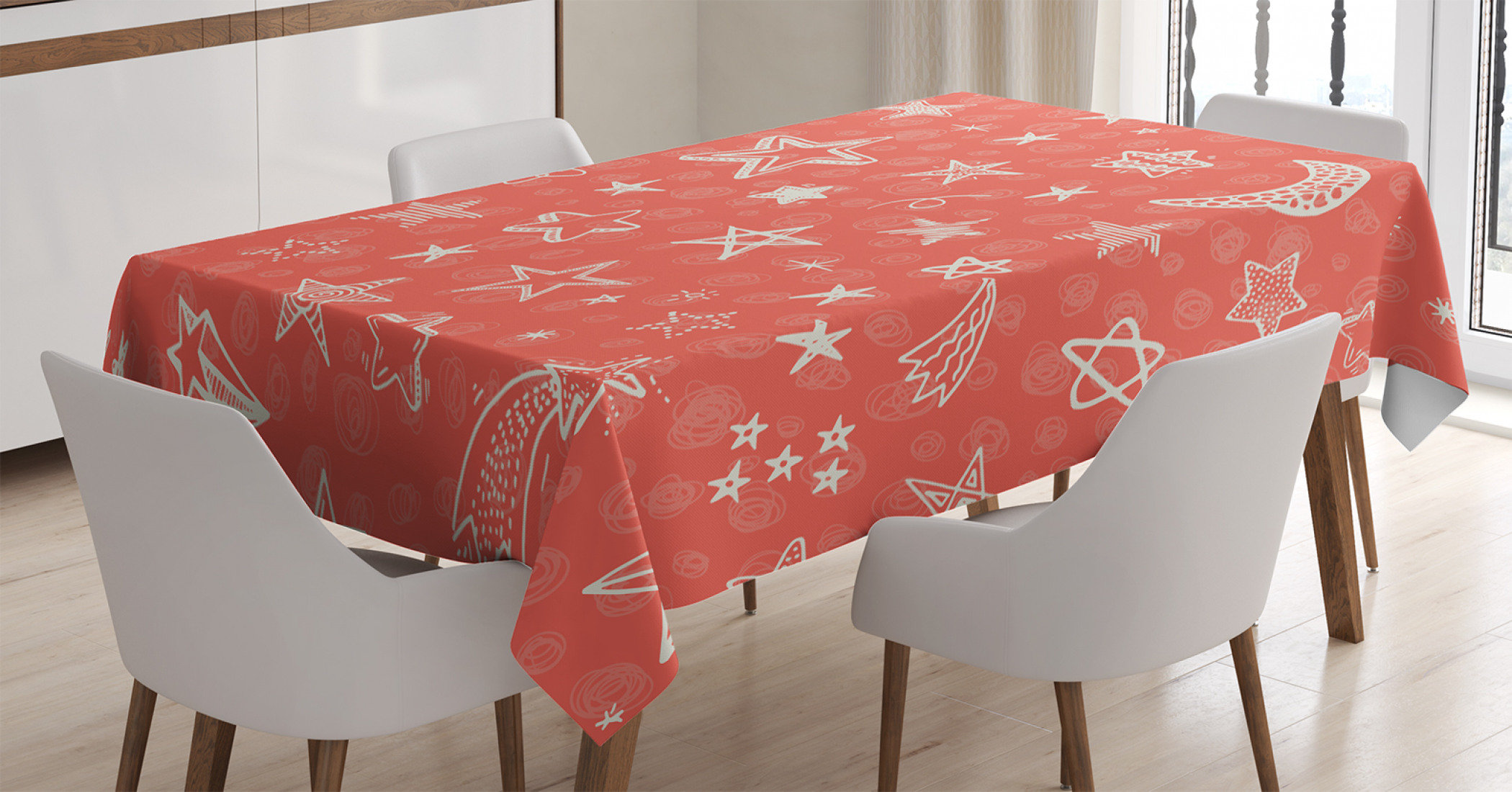 East Urban Home Star Tablecloth, Moon And Stars Theme Pattern Starry ...