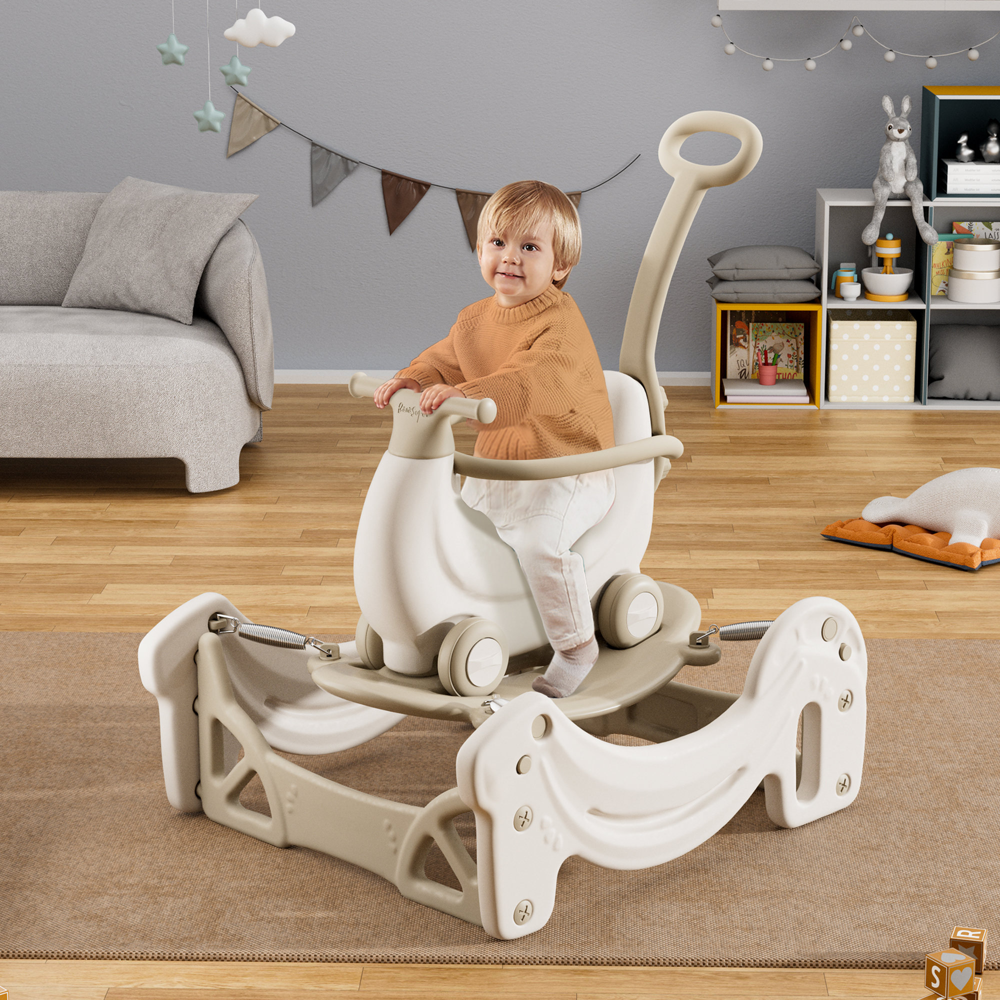 Benarita Rocking Horse Ride on Toy Baby Push Walker Rocking Ride ...