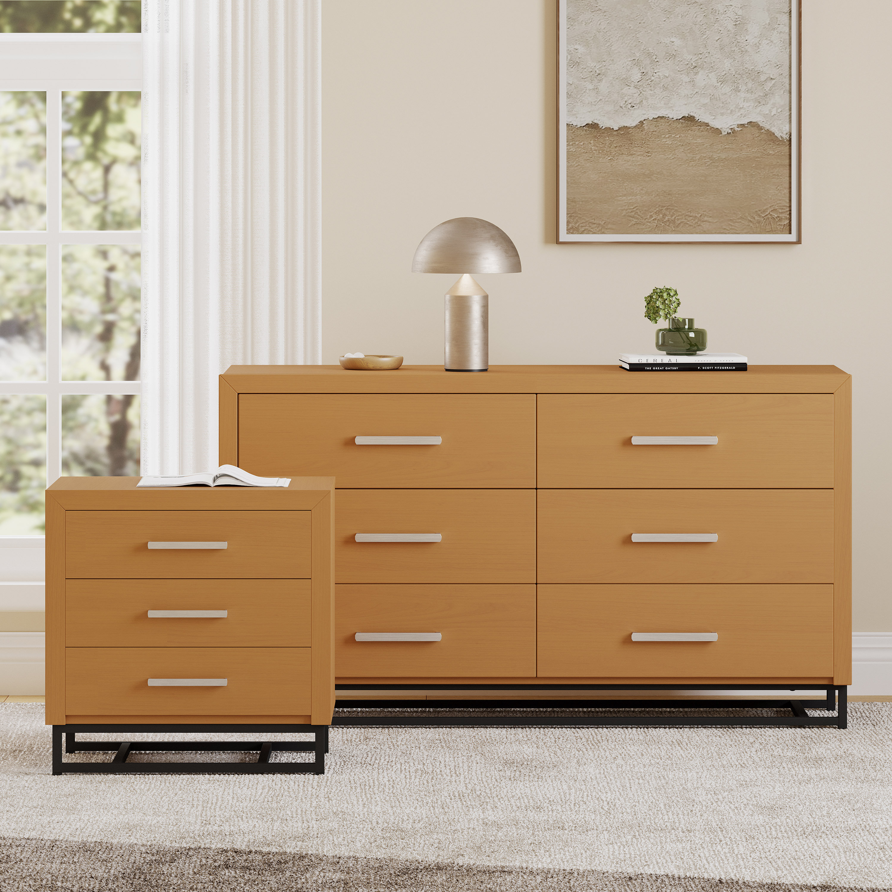 Wade Logan® Ayona Faux Wood 2 Piece Double Dresser And Nightstand ...