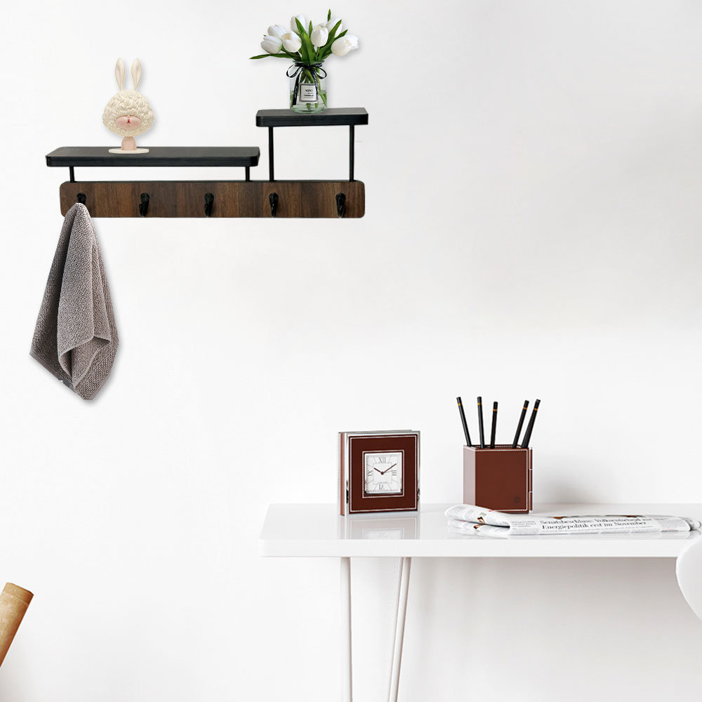 17 Stories Volina Solid Wood 5 - Hook Wall Mounted Coat Rack | Wayfair