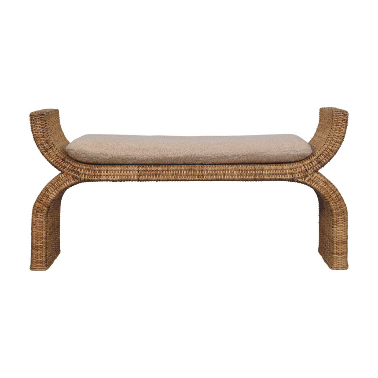 Canora Grey Rattan Weave Boucle Bench | Wayfair