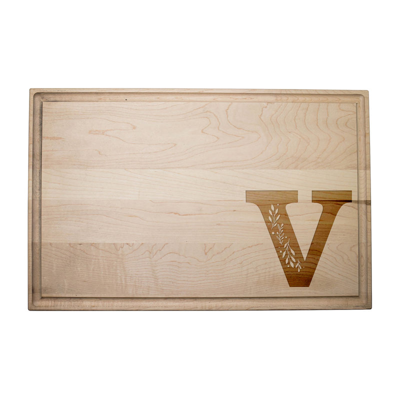 Designs Direct Creative Group Floral Monogram - V Cutting Board | Wayfair