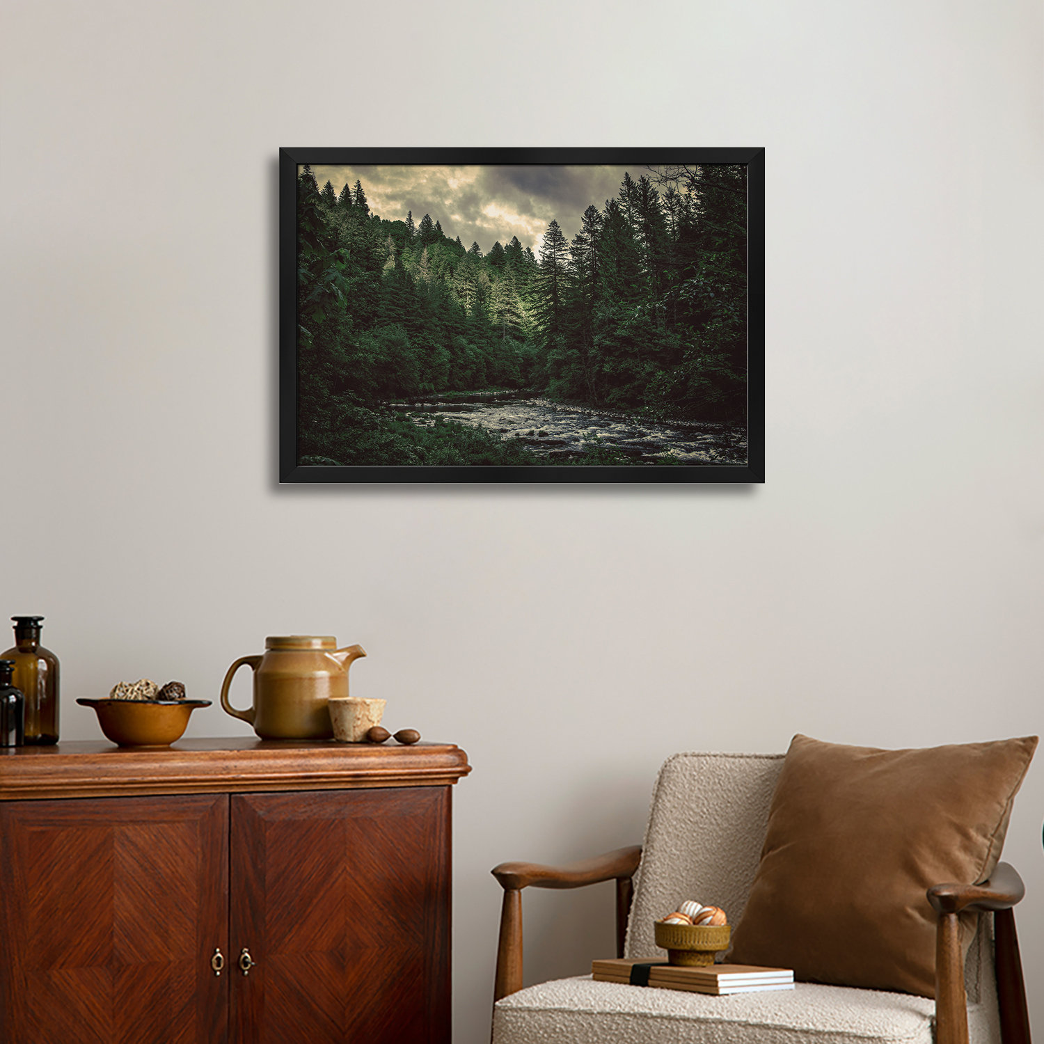 Dakota Fields Pacific Northwest River And Trees Premium Framed Poster ...
