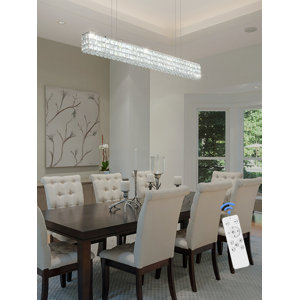 Mercer41 Modern Crystal Chandelier Silver Rectangular Crystal ...