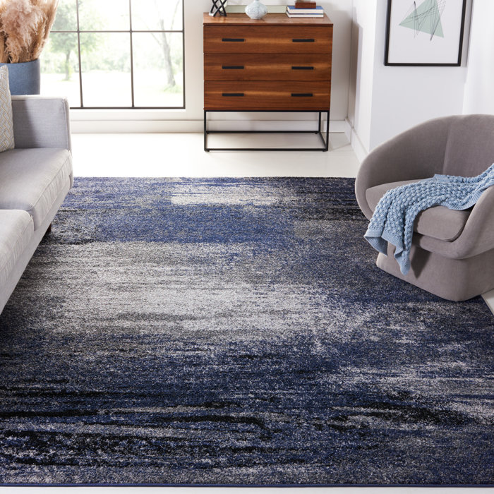 Wrought Studio Algonquin Abstract Gray/Blue/Black Area Rug & Reviews ...
