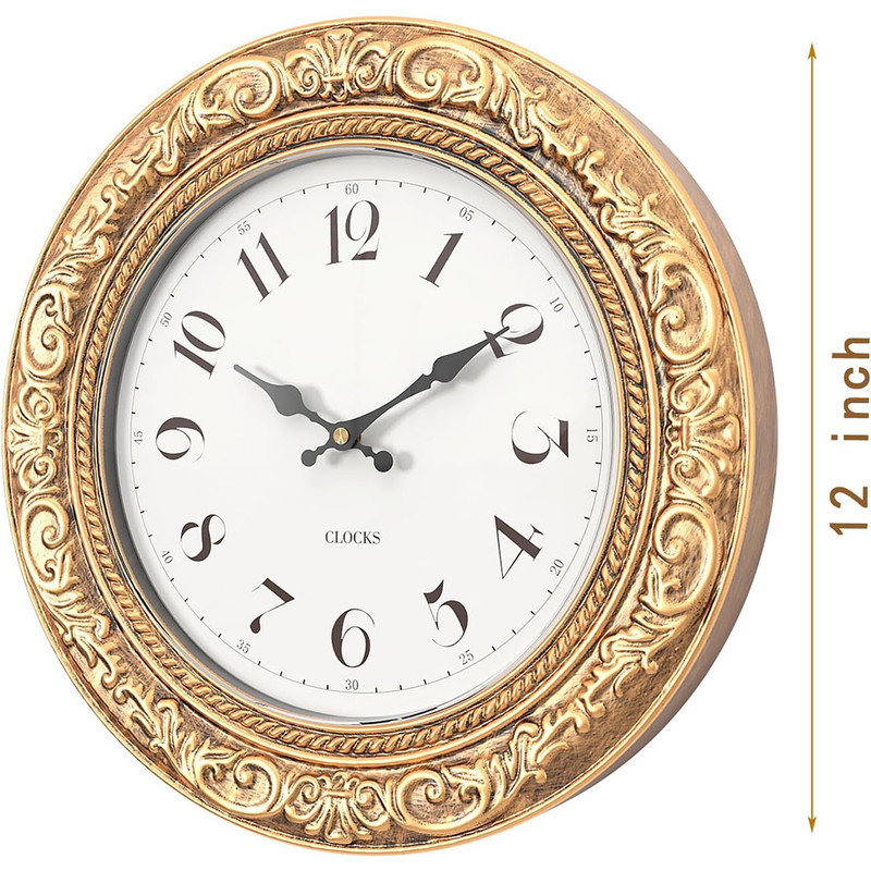 House of Hampton European Vintage Decorative Wall Clock, 12" Antique ...