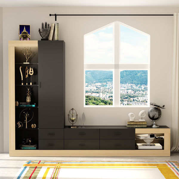 Latitude Run® 104.5" Wide 6 Drawer L-Shaped Storage Cabinet With Lights ...