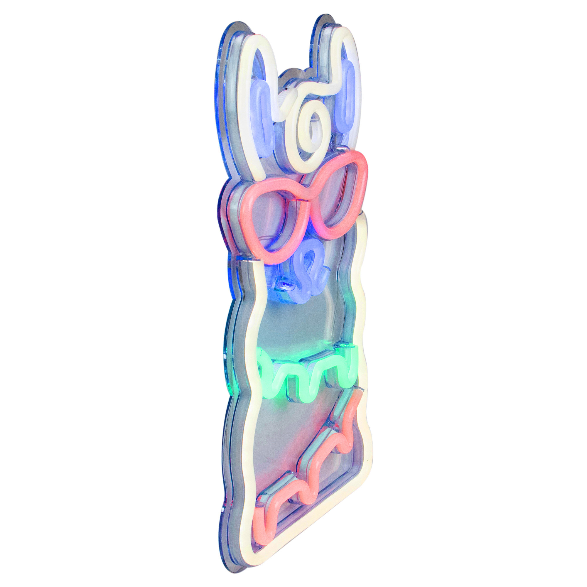 Trinx 15" Groovy White Alpaca with Red Sunglasses LED Lighted Wall Sign ...