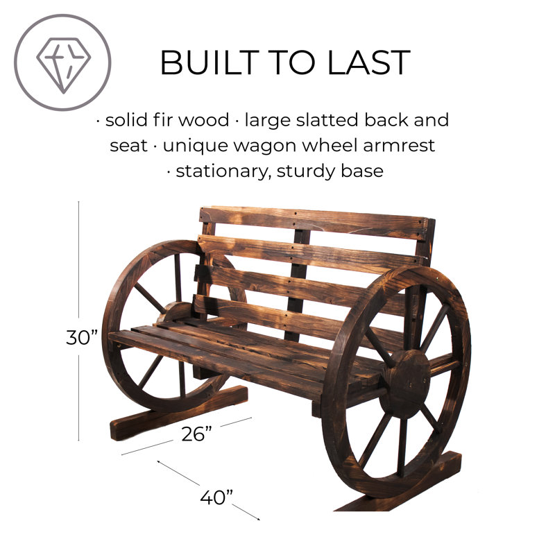 Millwood Pines Avanley Outdoor Wooden Wagon Wheel Bench & Reviews | Wayfair