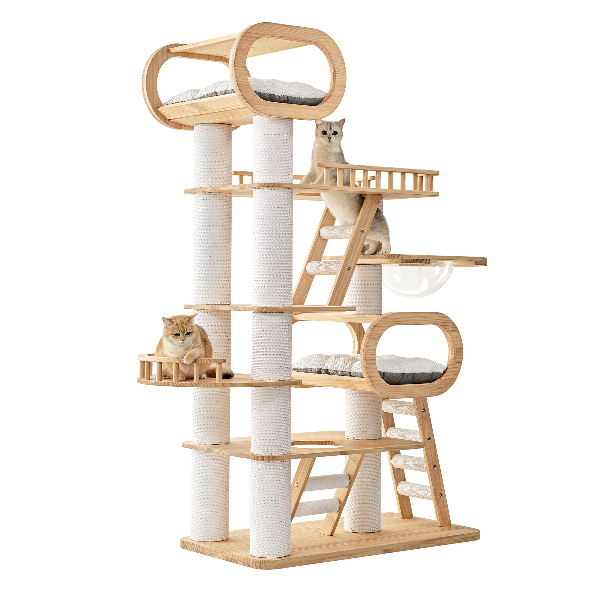 Tucker Murphy Pet™ 76" Modern Wood Cat Tree For Multi-Cat Homes, Sturdy ...
