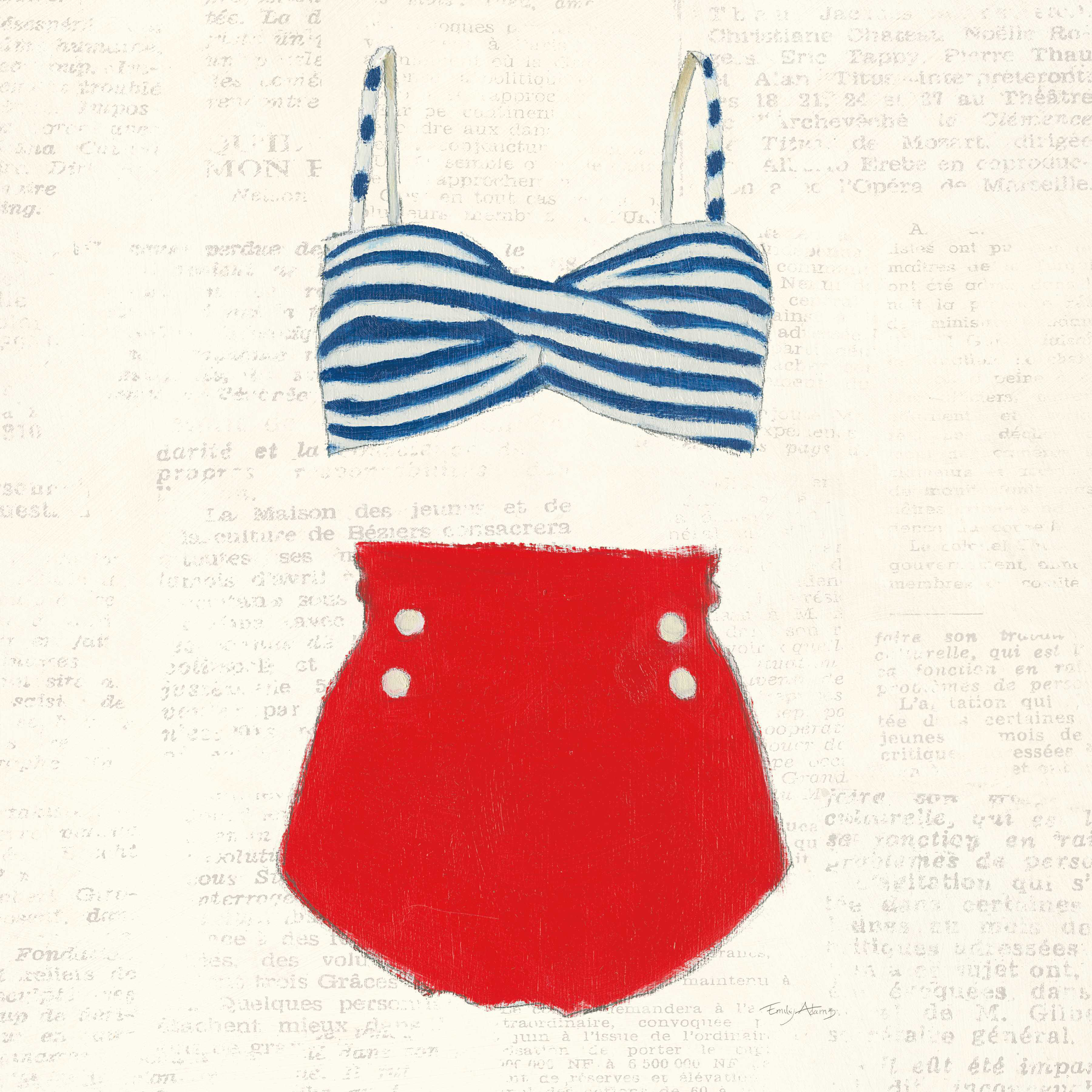 Winston Porter Eillie Retro Swimwear IV Newsprint Sq On Canvas by Emily ...