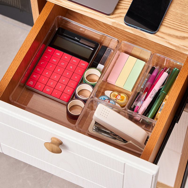 Rebrilliant Nichollas 4-Piece Office Desk Drawer Organizer Set | Wayfair