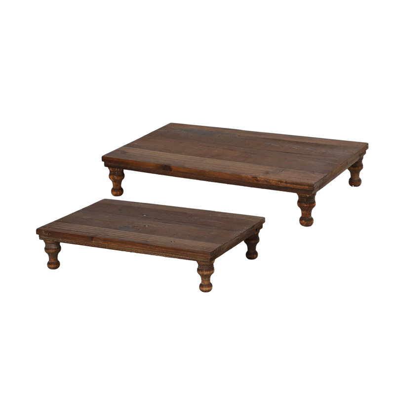 Ophelia & Co. Wood 19 in. Brown Rectangular Planter Risers Set of 2 ...