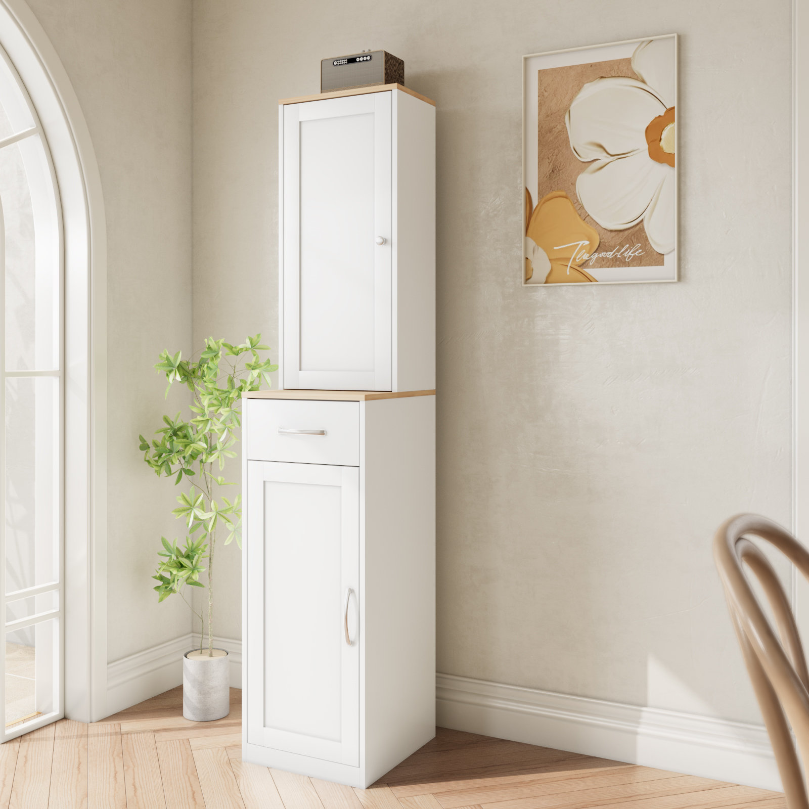 Ebern Designs Tall Narrow Storage Cabinet, 15" W X 15.7" D X 70.8" H ...