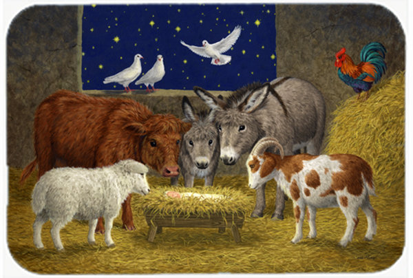Caroline's Treasures Animals at Crib Nativity Christmas Scene Glass ...