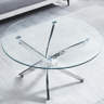 Latitude Run® Modern Round Tempered Glass Coffee Table With Stainless ...