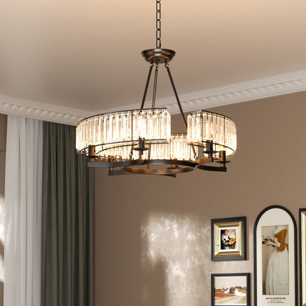 Mercer41 8-light Crystal Semi Flush Mount Ceiling Light With Matel ...
