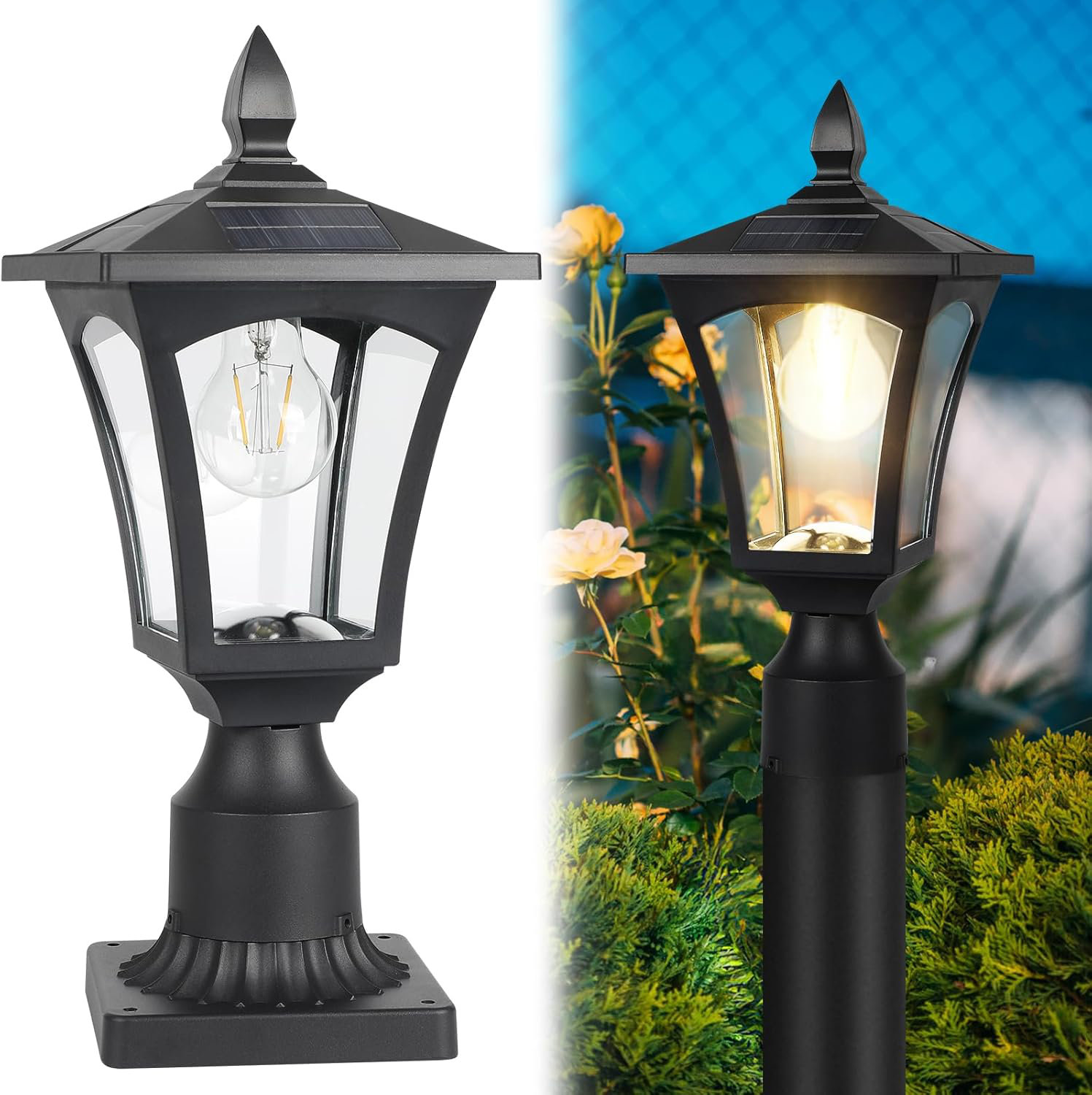 Charlton Home® Solar Lamp Post Light Solar Lights Outdoor Waterproof ...