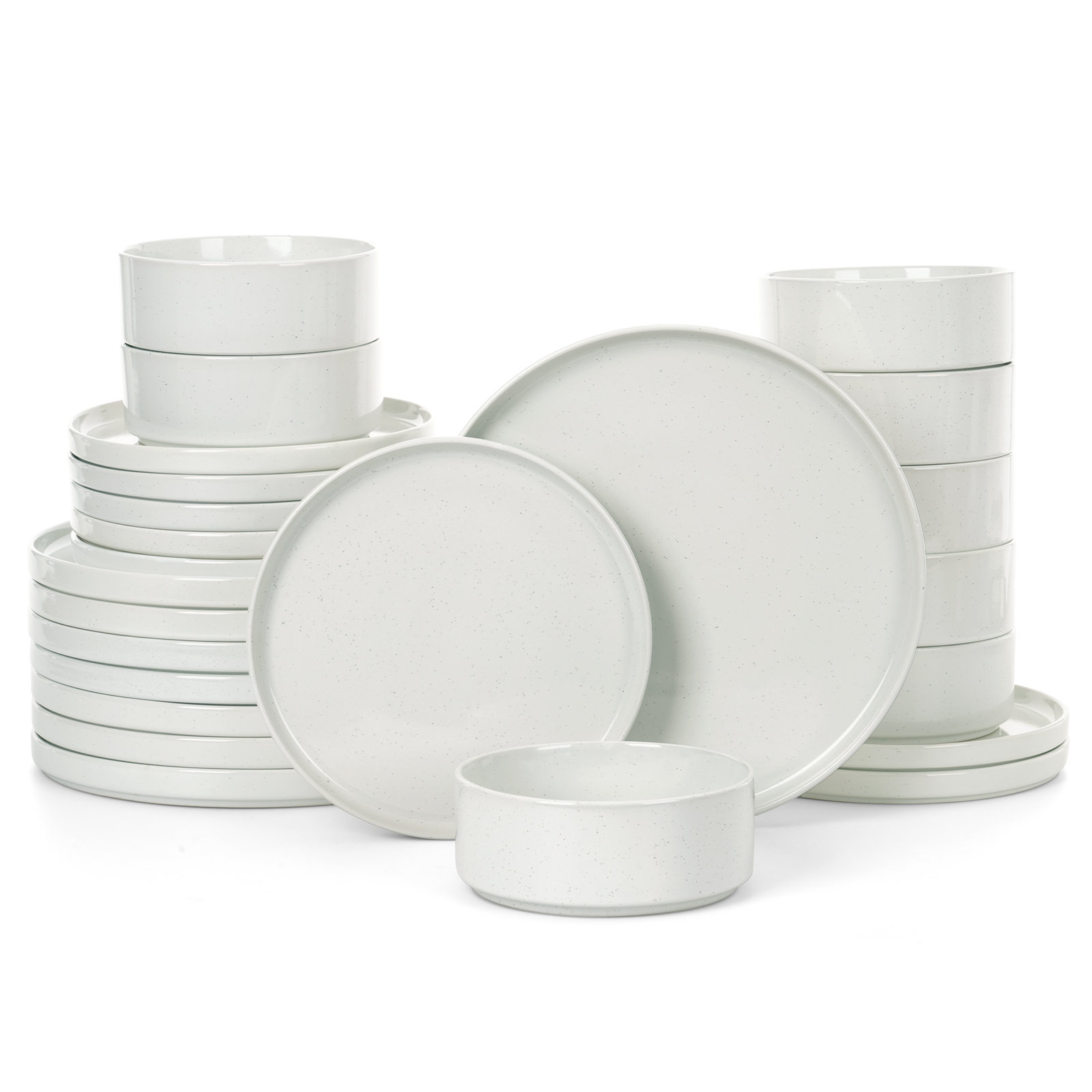 Famiware 24-Piece Dinnerware Set, Stoneware Dish Set (Set of 8 ...