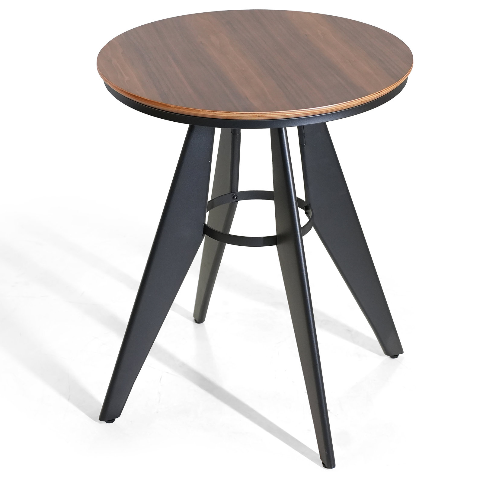 17 Stories Round Cafe Table - 23.62" Oak Wood Top, Metal Frame, 27.6 ...
