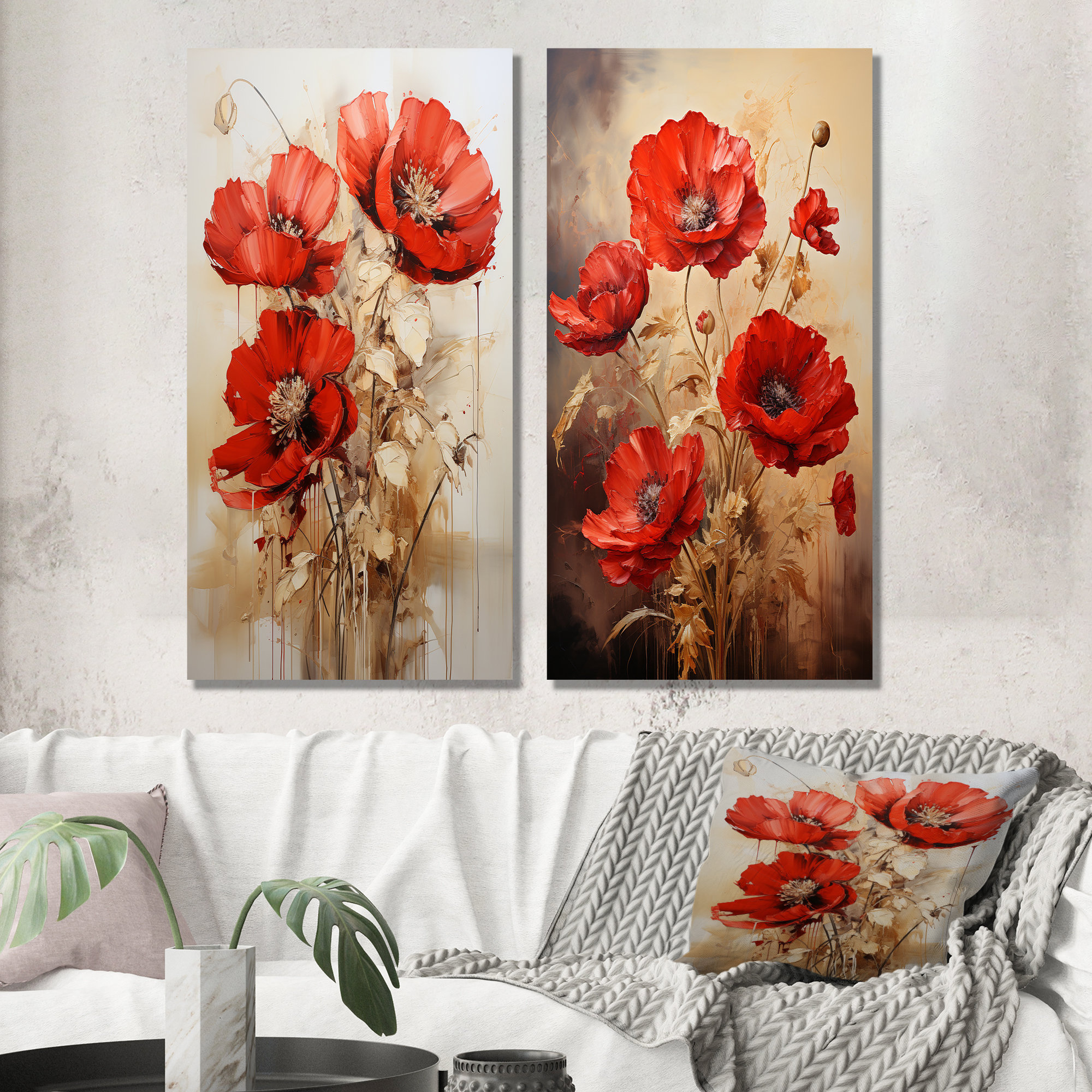 Dovecove Poppies Scarlet Solitude - Poppies Wall Art Prints Set Of 2 ...