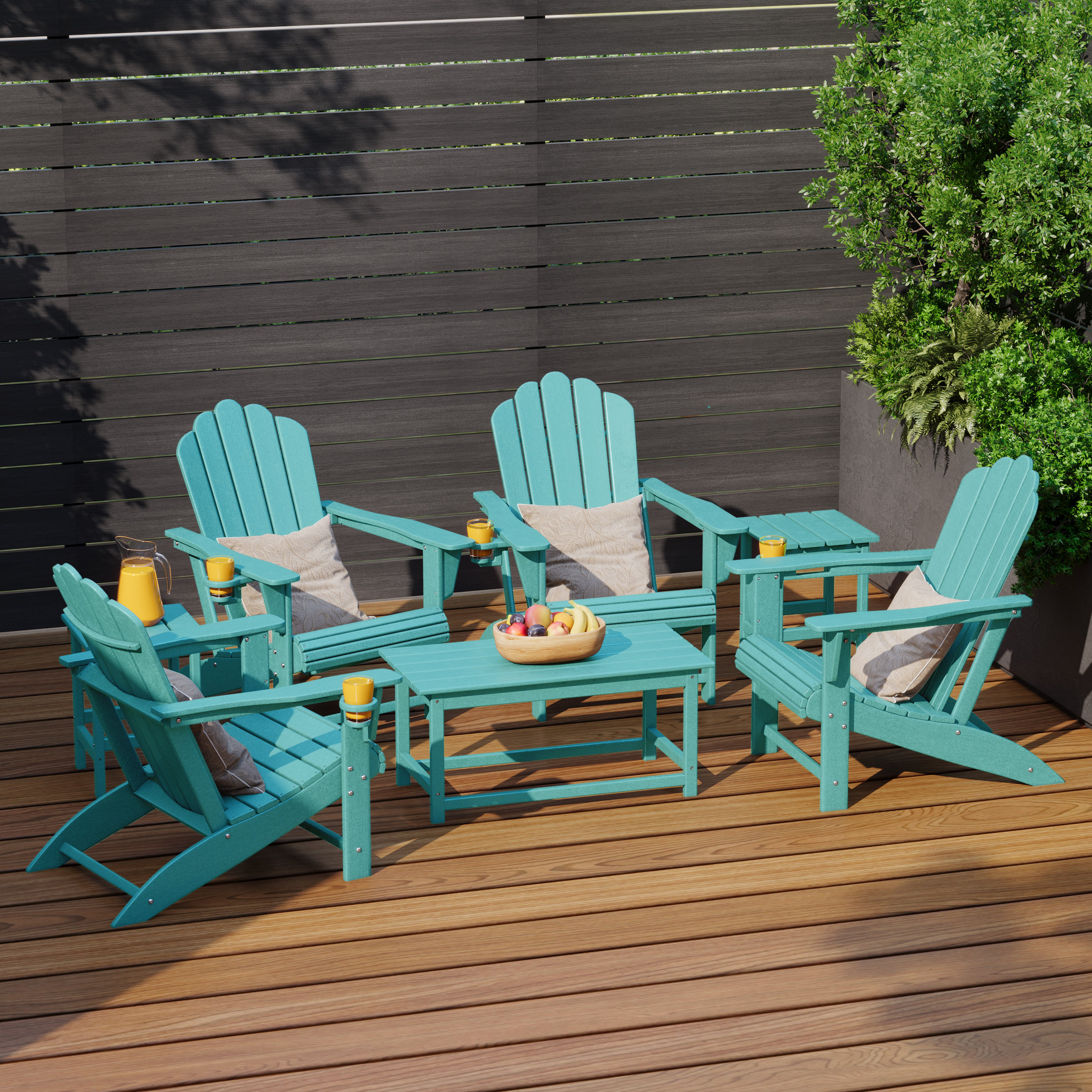 Beachcrest Home™ Outdoor Poly Adirondack Conversation Lounge 7-Piece ...