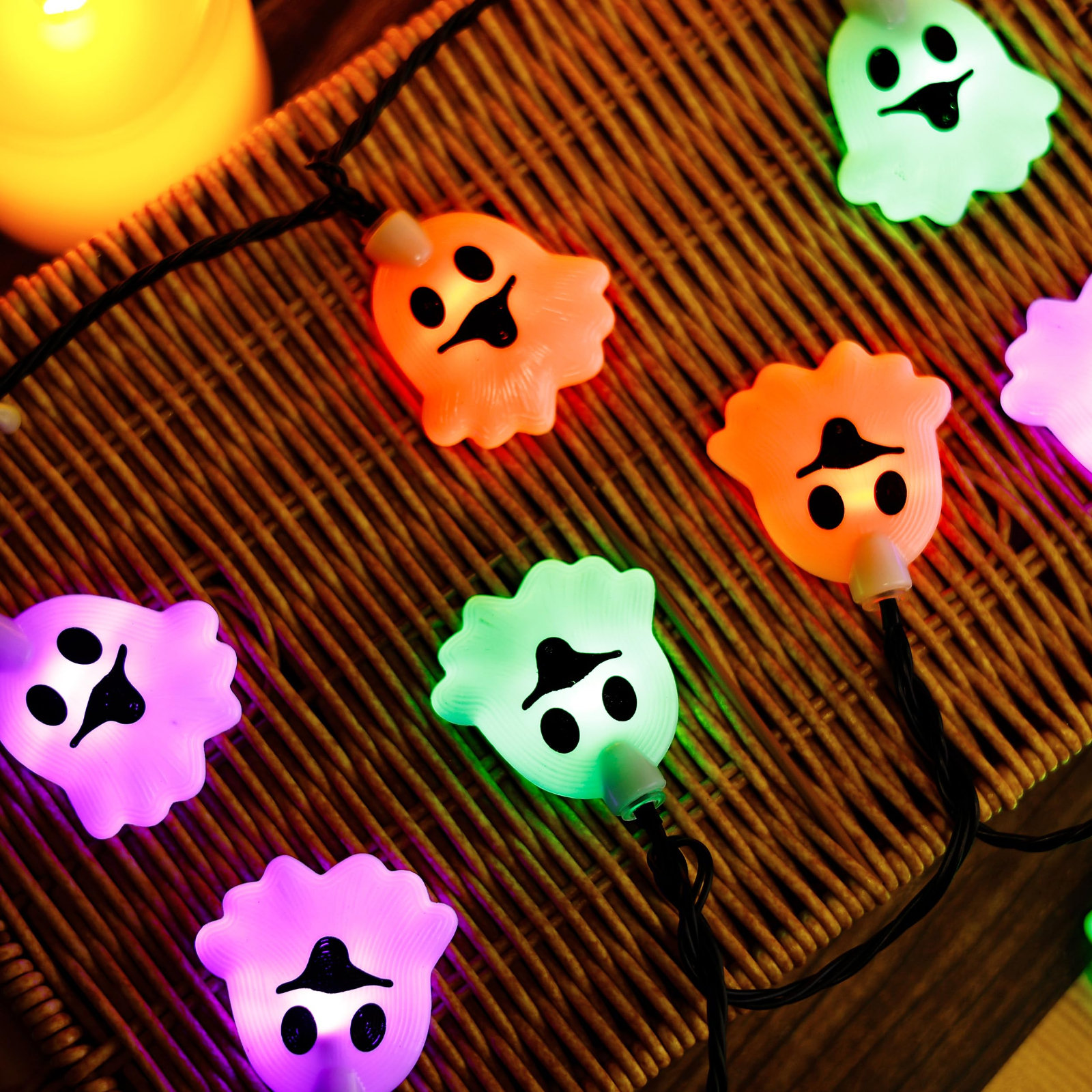 The Holiday Aisle® 70 LED Halloween String Lights - 34Ft Purple Ghost ...