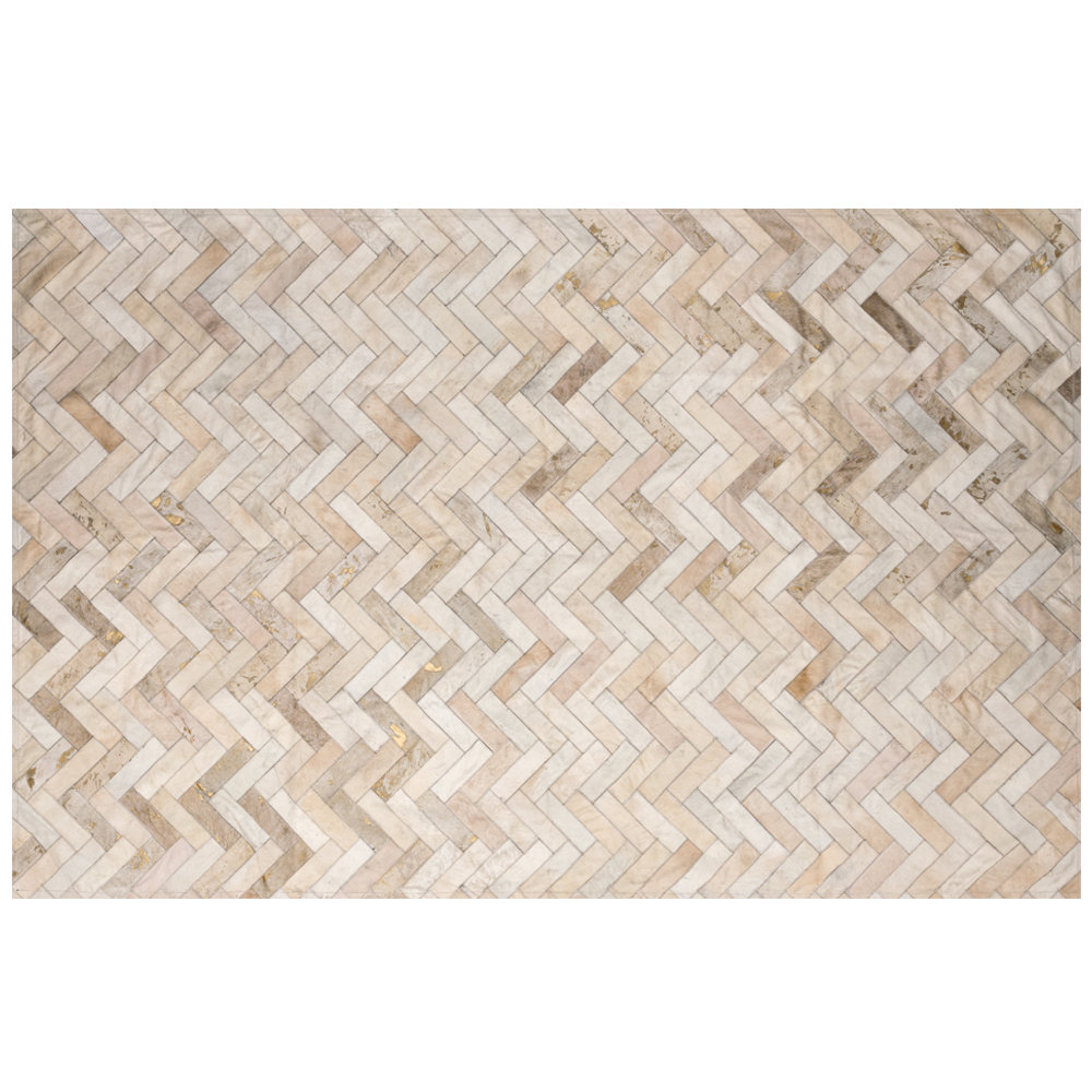 Art Hide Estrella Cowhide Geometric Area Rug in Cream | Wayfair