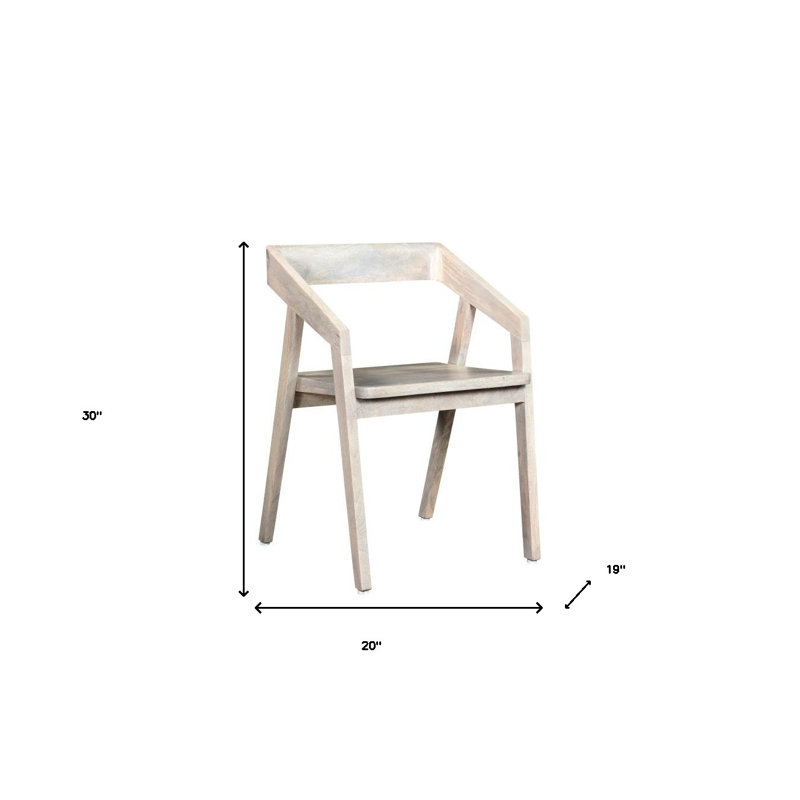 HomeRoots White Solid Wood Open Back Dining Arm Chair | Wayfair