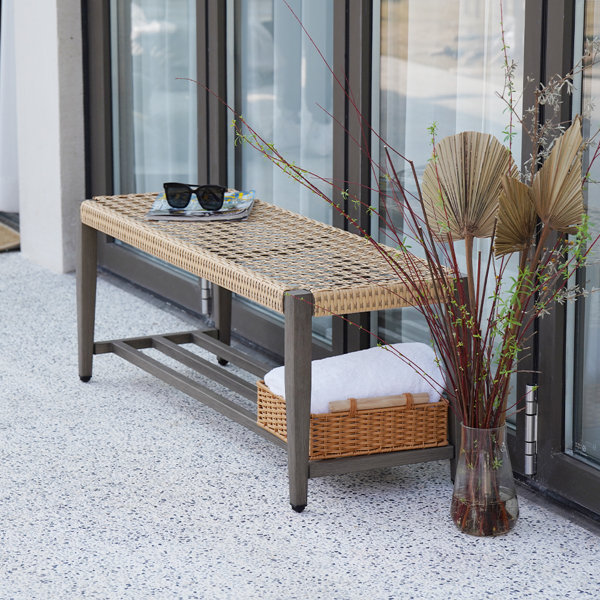 Wildon Home® Nelida Wicker Outdoor Bench & Reviews | Wayfair