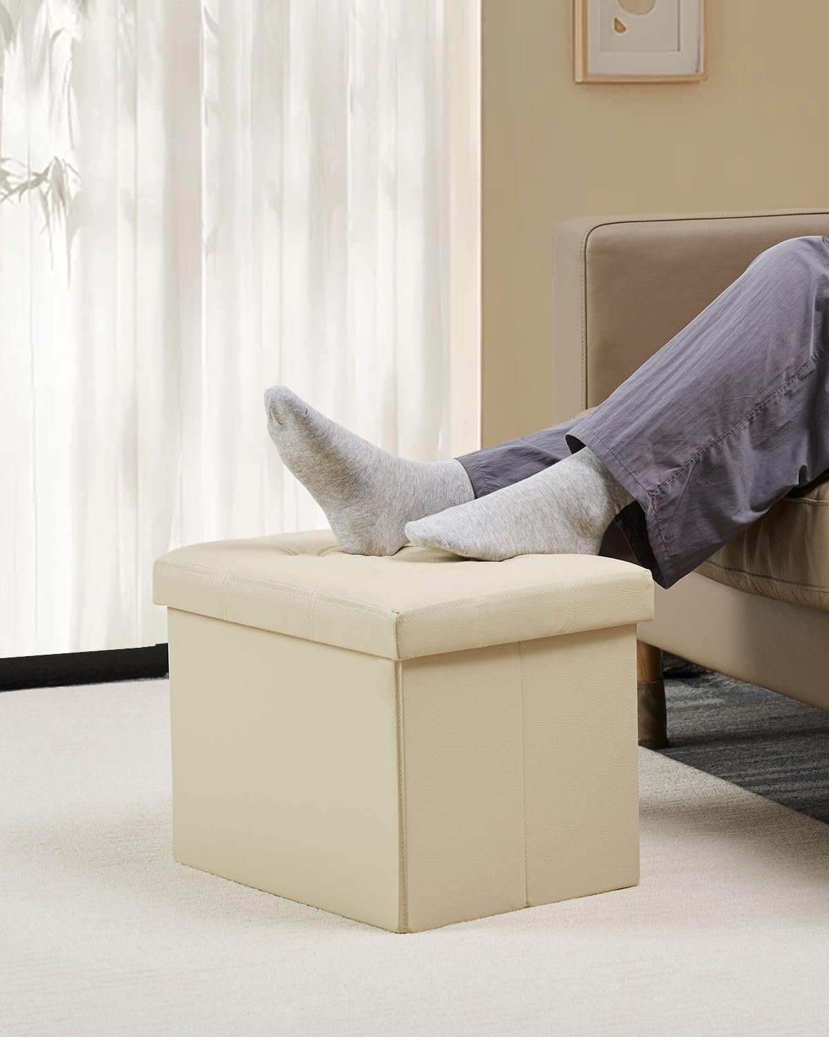 Latitude Run® Storage Ottoman, Folding Foot Stool With Thicker Foam ...