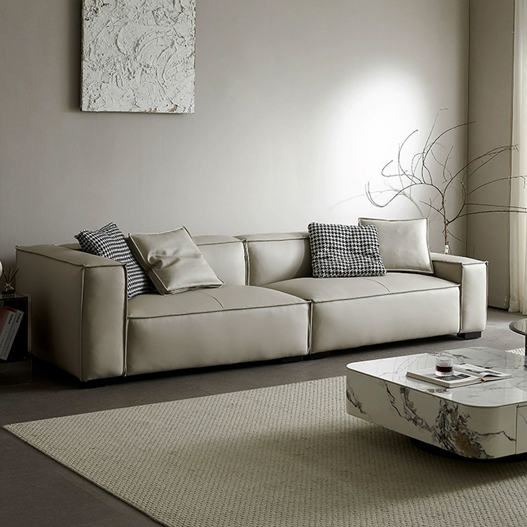 Upstyled Clothing Beige Genuine Leather Modular Sofa cushion couch ...