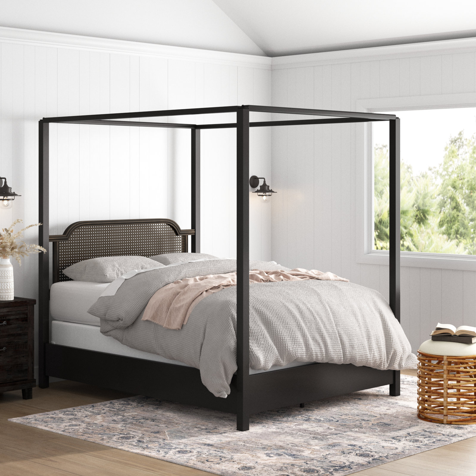 Sand & Stable™ Elyse Solid Wood Low Profile Canopy Bed & Reviews | Wayfair