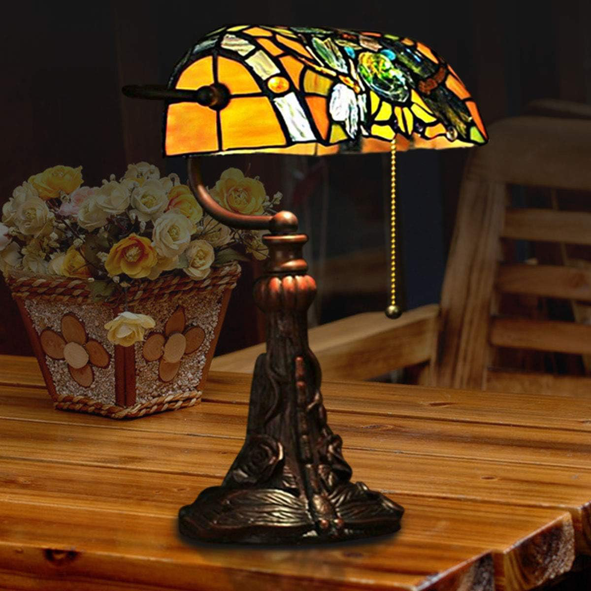 Bloomsbury Market Tiffany Style Stained Glass Table Lamp With Dragonfly ...