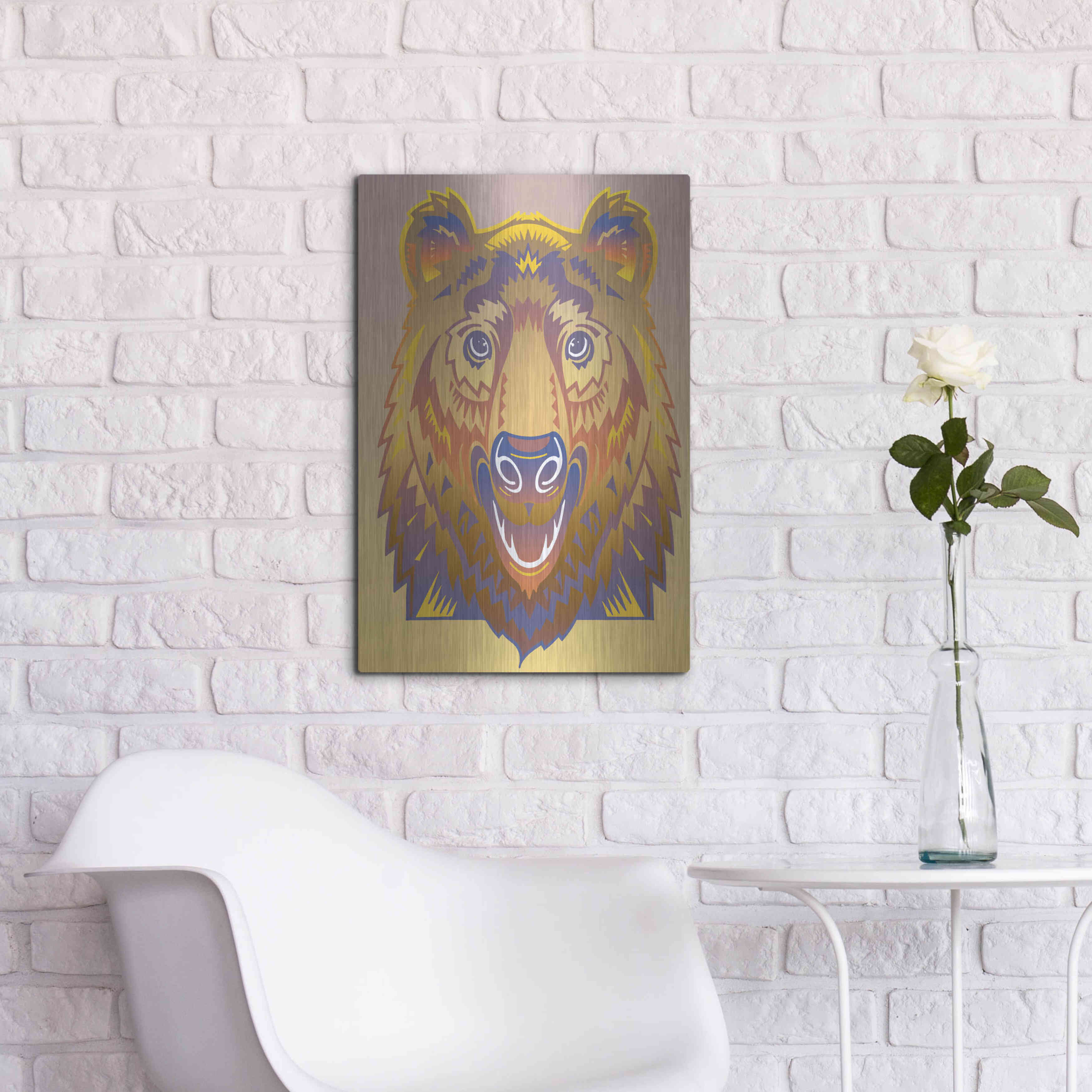 Millwood Pines Luxe Metal Art 'Bear' By David Chestnutt, Metal Wa Bear ...