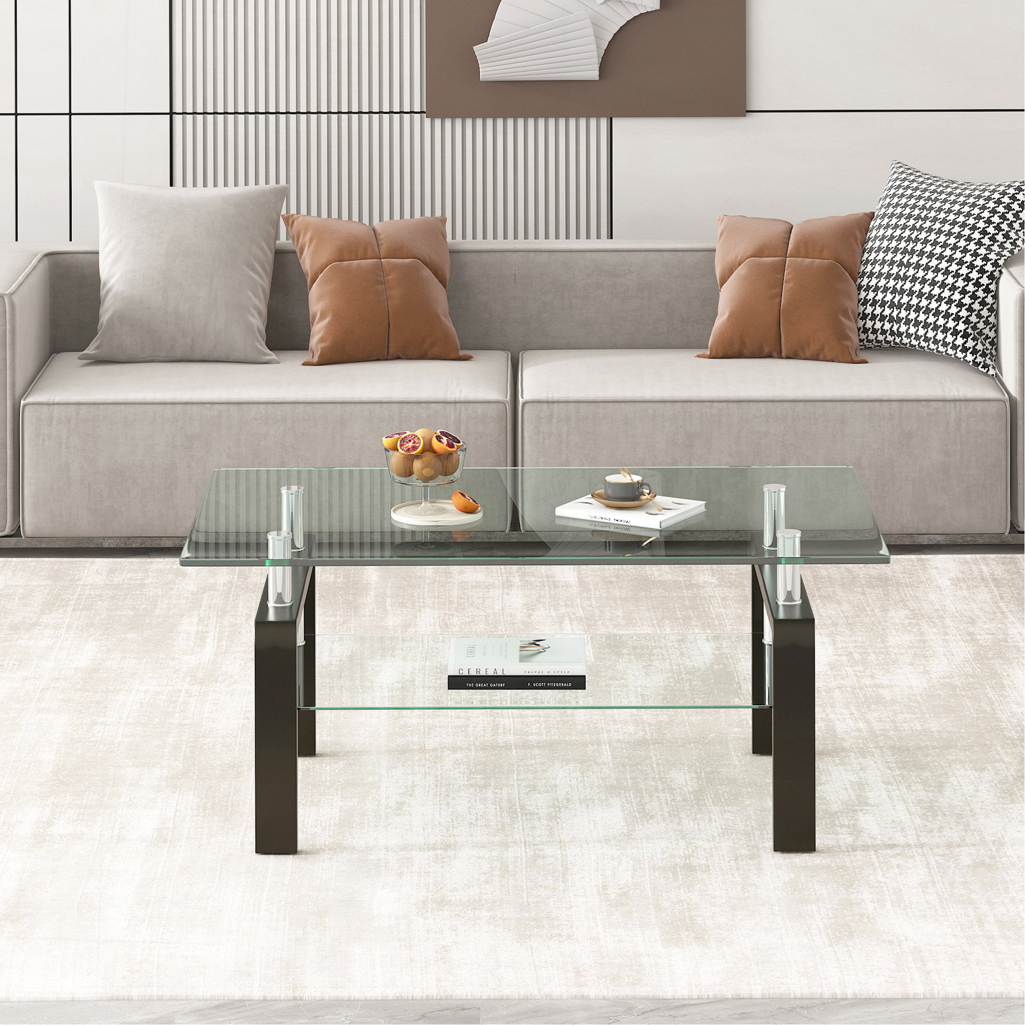 Wrought Studio™ Tempered Clear Glass Coffee Table | Wayfair