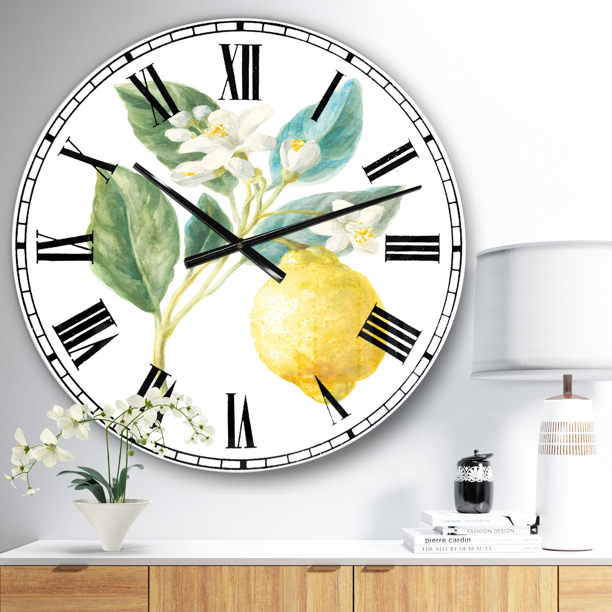 The Twillery Co.® Swigart Floursack Lemon I - Farmhouse wall clock ...