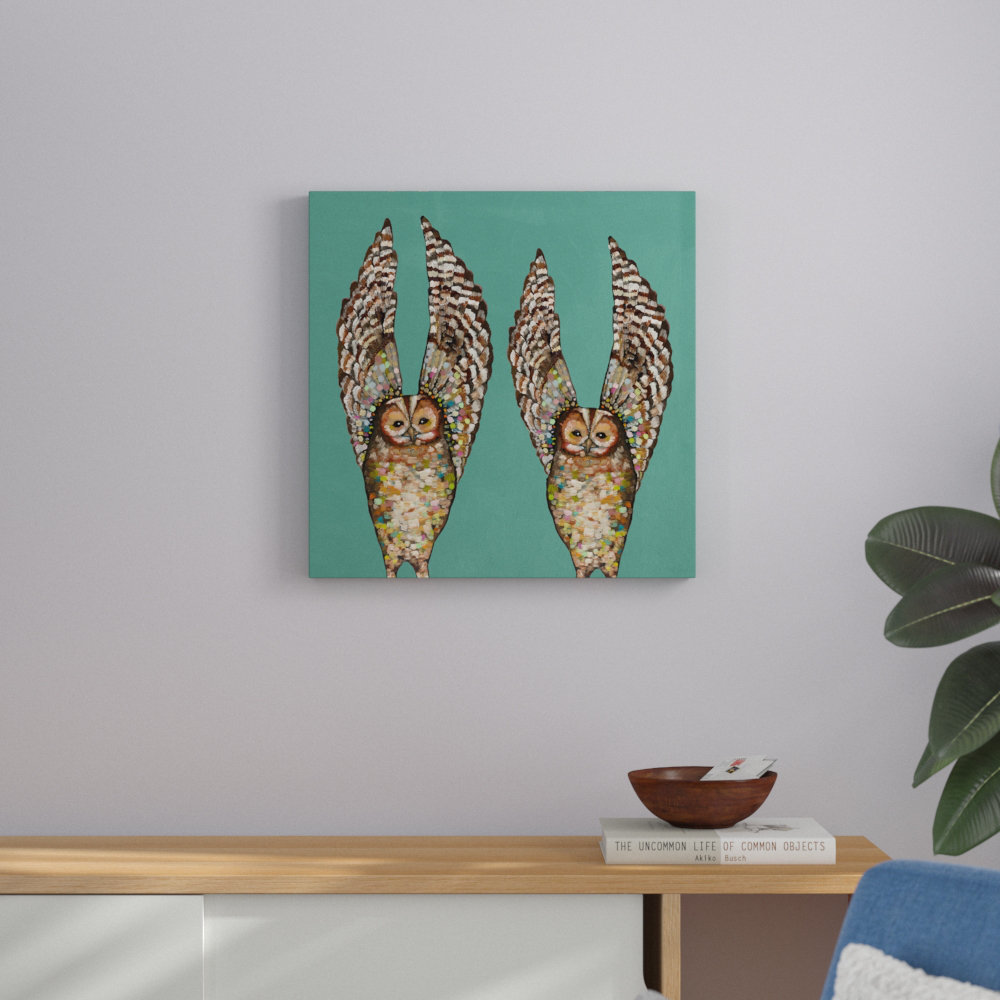 Ebern Designs 'Owl Duo' - Wrapped Canvas Print | Wayfair