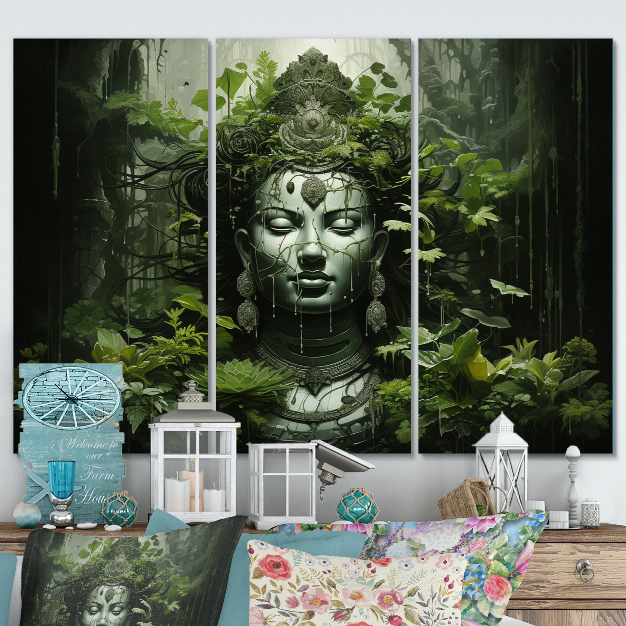 Design Art Buddhism Sacred Mantra II - Spiritual Metal Wall Art Living ...