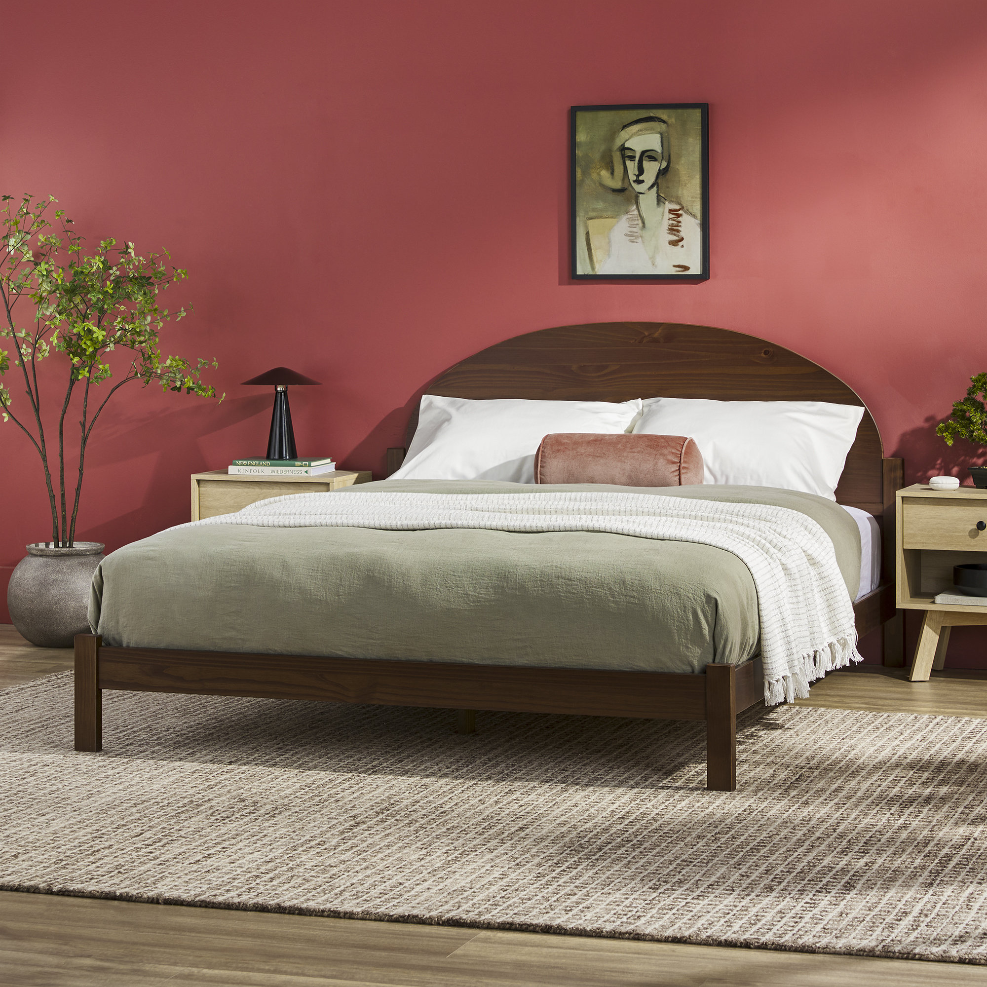 Millwood Pines Danna Solid Wood Platform Bed with Arched Headboard ...